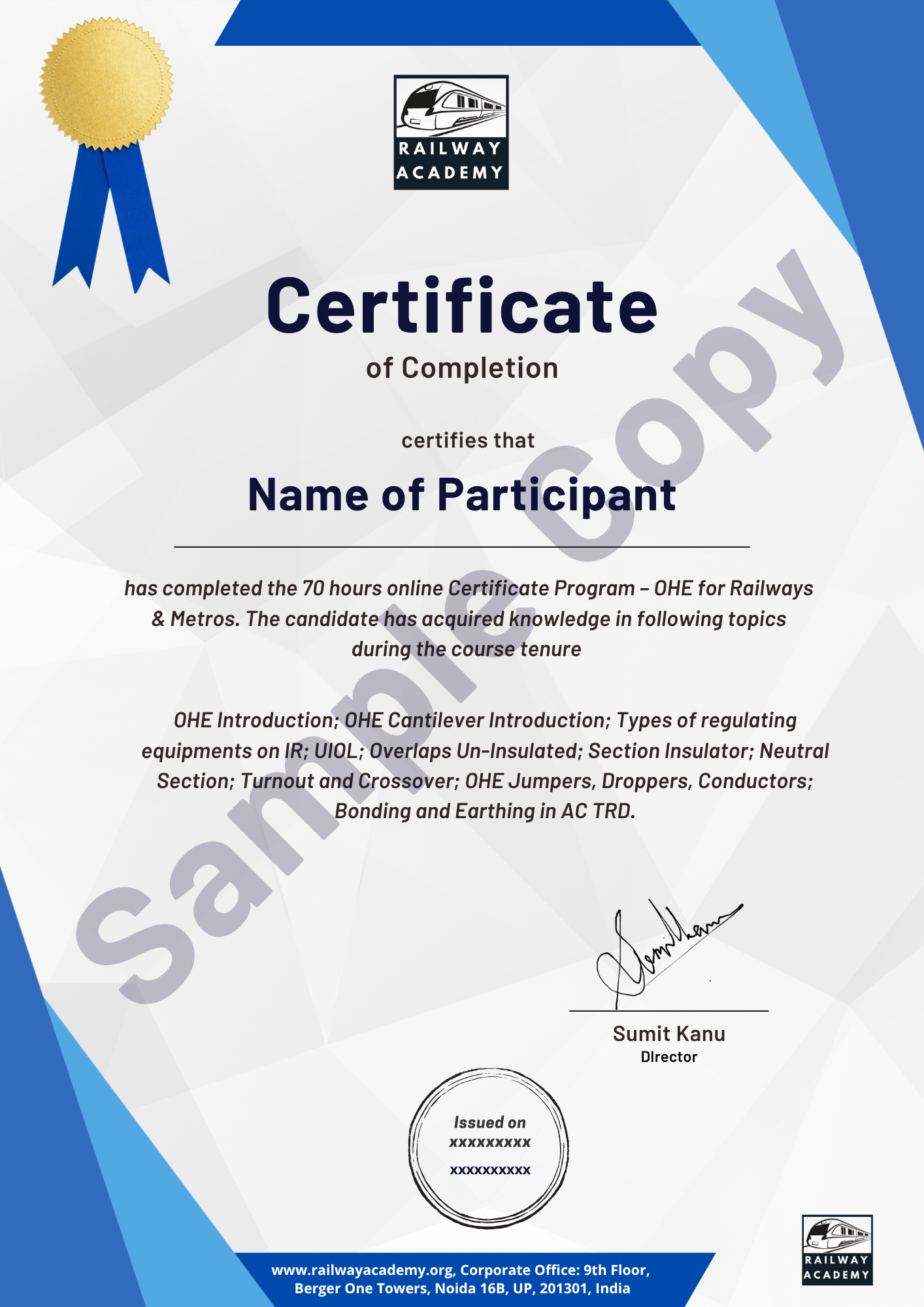 70 hrs Certificate Course in OHE for Railways and Metro - Railwayacademy